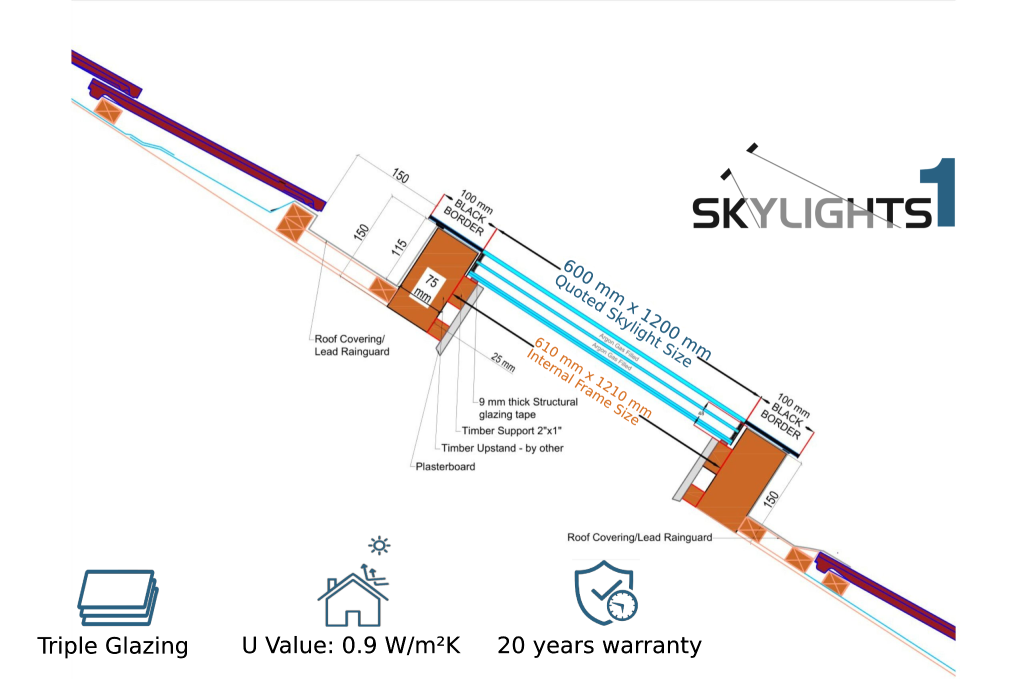 Pitched Roof Window 600 × 1200 mm – Fixed, Energy Efficient