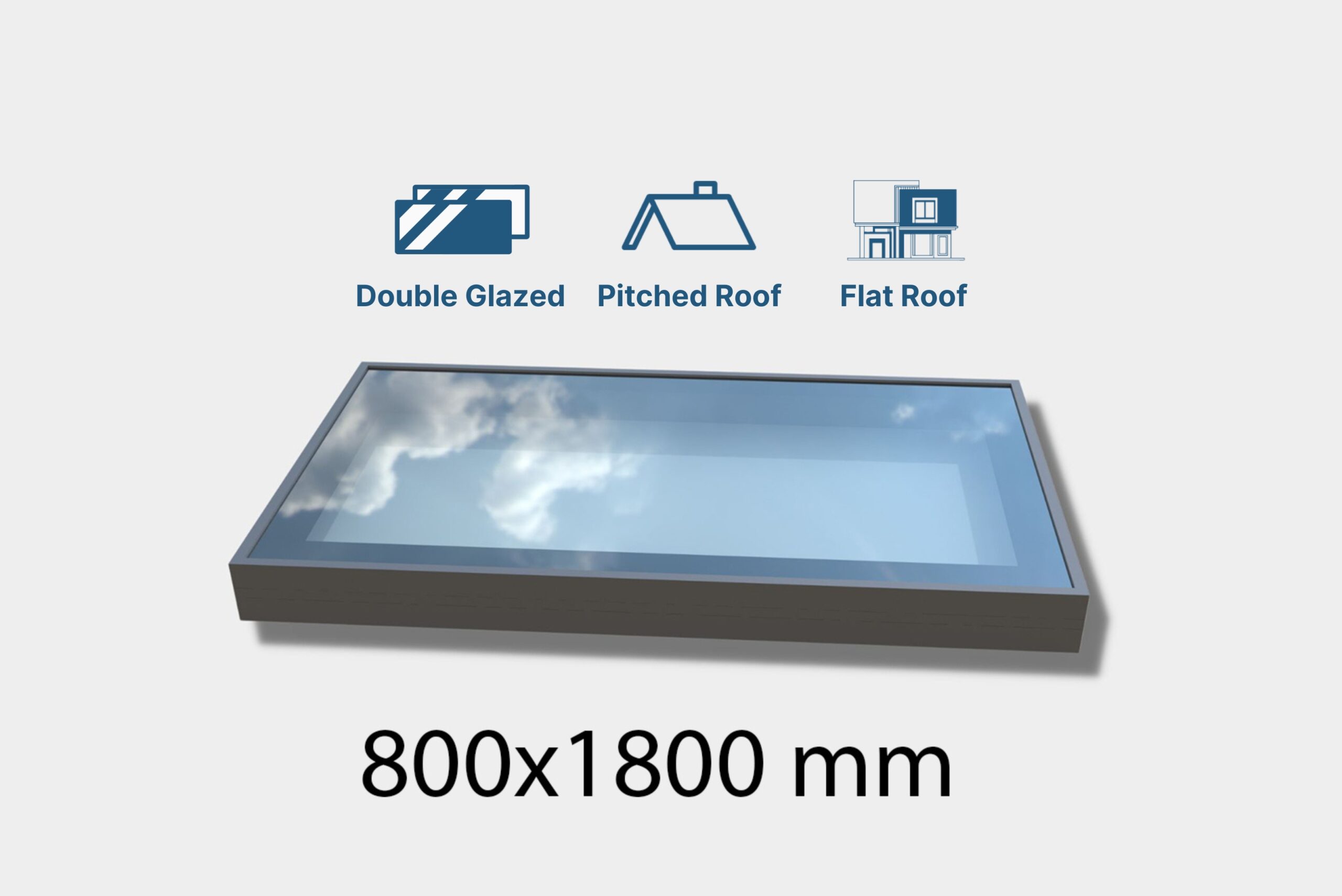 Framed Roof Window 800 x 1800 mm - Double Glazed - Skylights1.co.uk