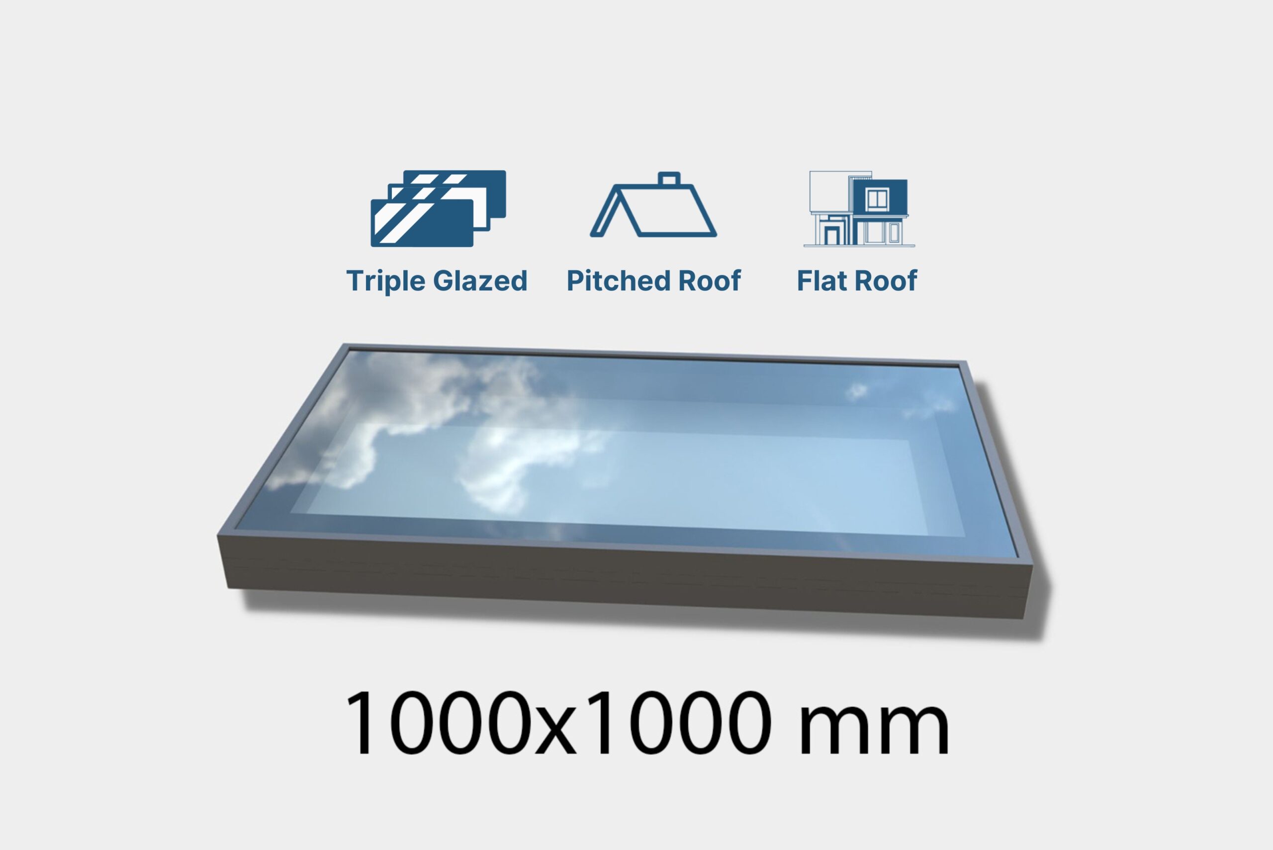 Framed Roof Window 1000 x 1000 mm - Triple glazed - Skylights1.co.uk
